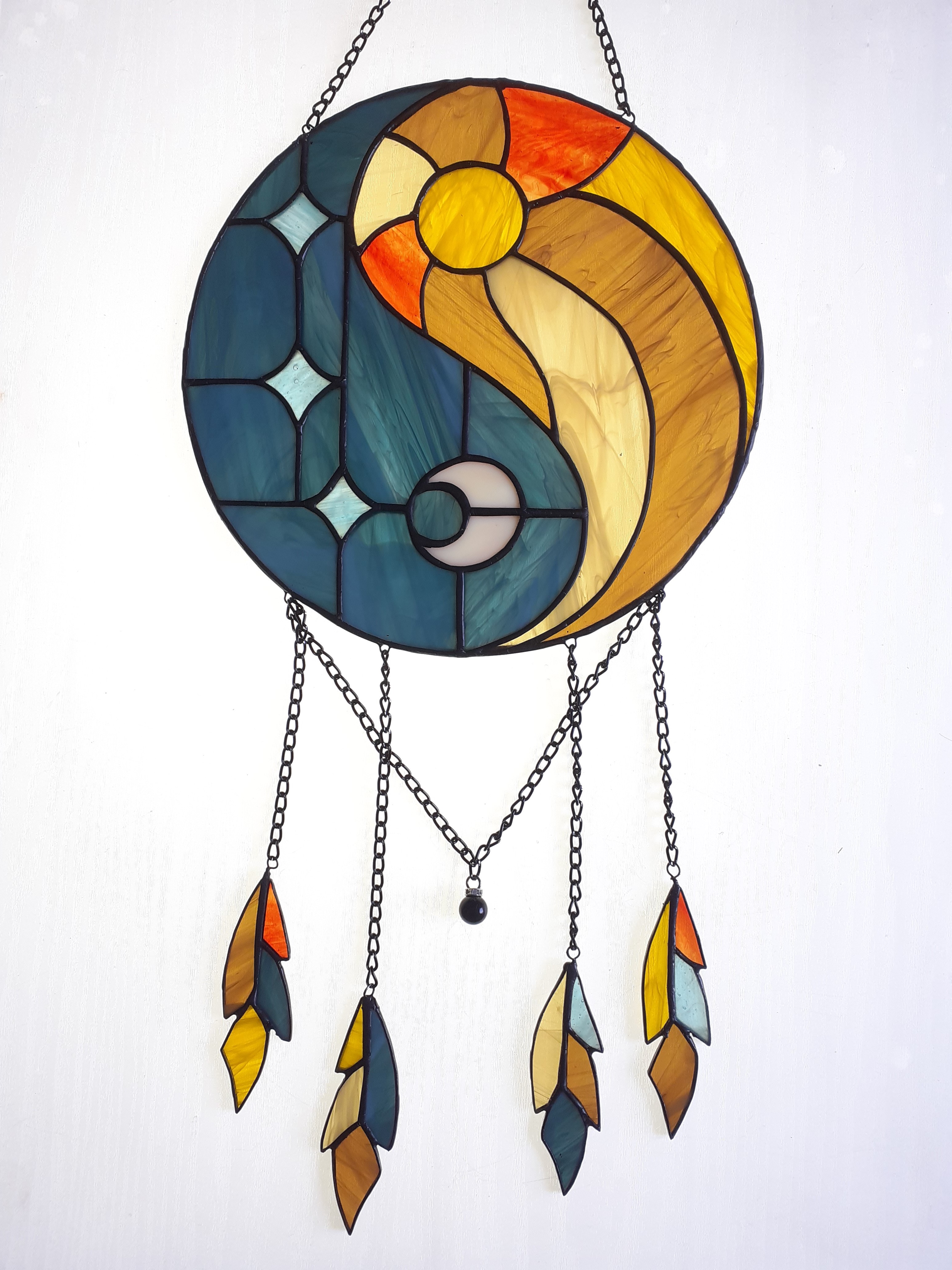 Yin Yang Dreamcatcher Stained Glass, Suncatcher Hanging Glas | Inspire ...