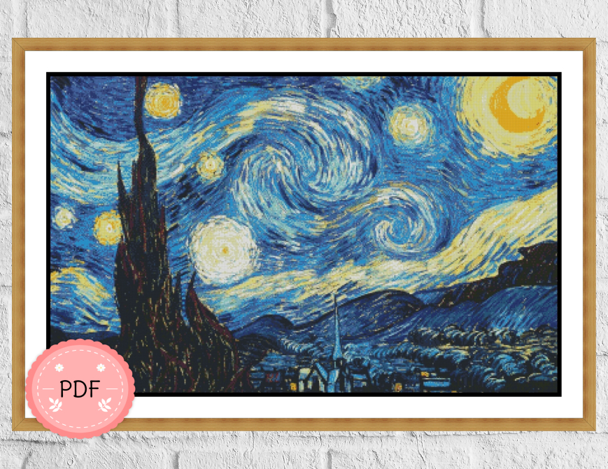 The Starry Night Cross Stitch Pattern ,Pdf Instant Download | Inspire ...