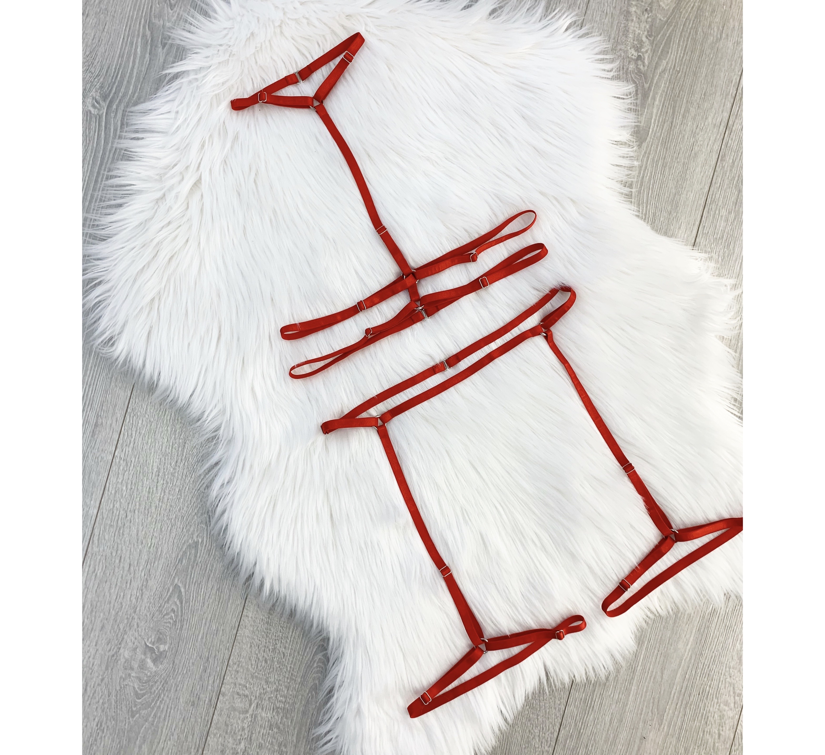 Harness Set Red, harness lingerie, harness bra, cage bra, st | Inspire ...