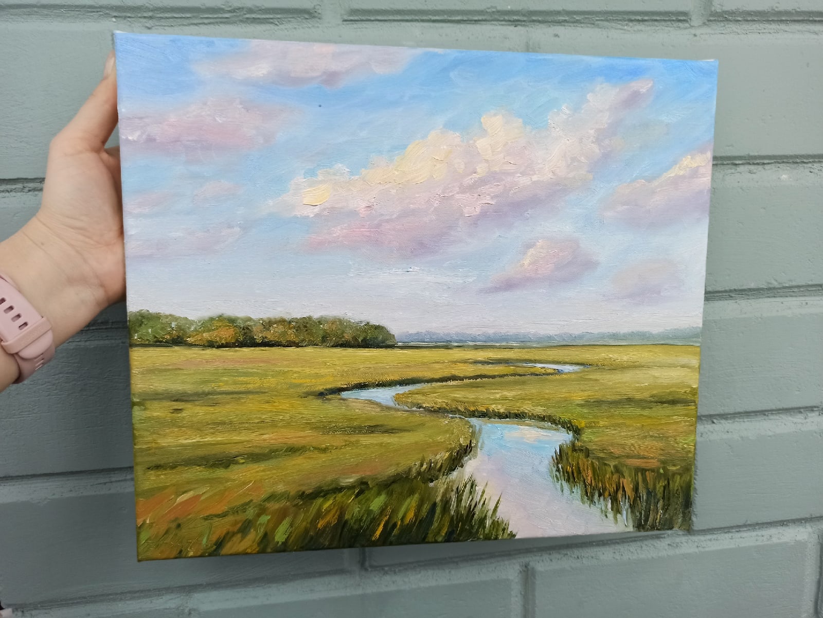 River Summer Landscape Oil Painting Field Original Art Impas | Inspire ...