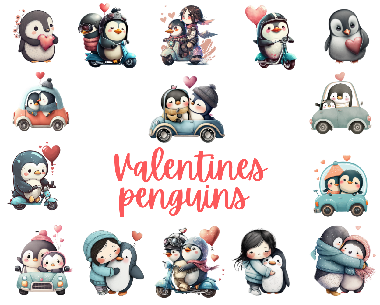 Valentine Penguins Clipart,Couple Penguin png Clipart,holida | Inspire ...