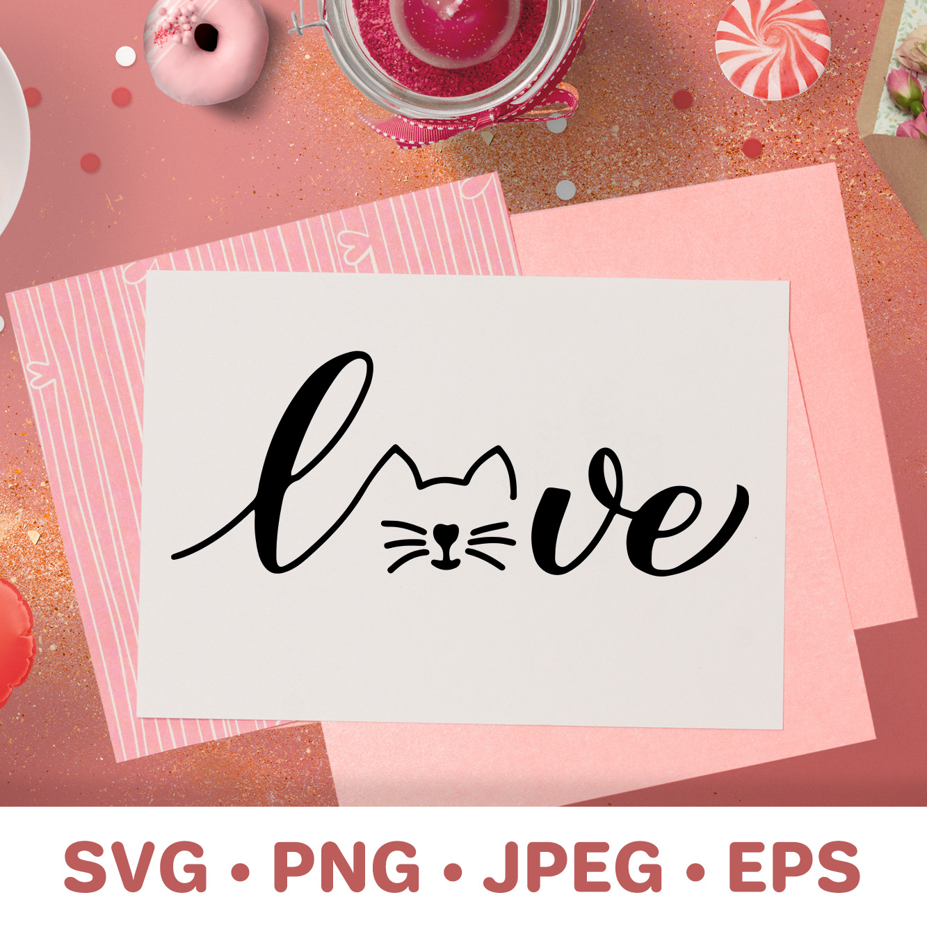 Love cat calligraphy lettering. Pet lover SVG - Inspire Uplift