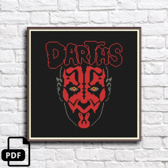 Darth Maul Cross Stitch Pattern, Star Wars Cross Stitch, Dig | Inspire ...
