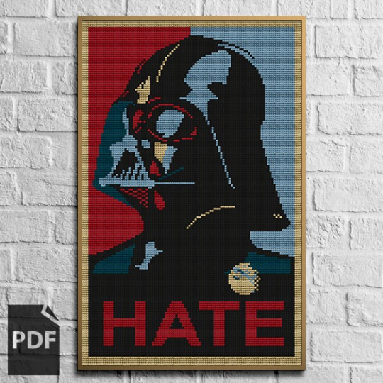 Darth Vader Cross Stitch Pattern 2, Star Wars Cross Stitch, | Inspire ...