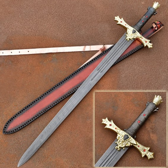 King Arthur Excalibur Damascus Steel Sword Hand Forged | Inspire Uplift