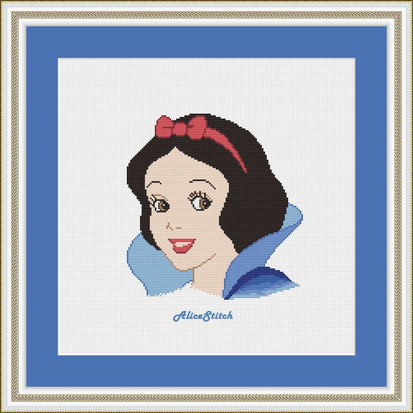 Cross stitch pattern princess Snow White Dwarfs Disney kids - Inspire ...
