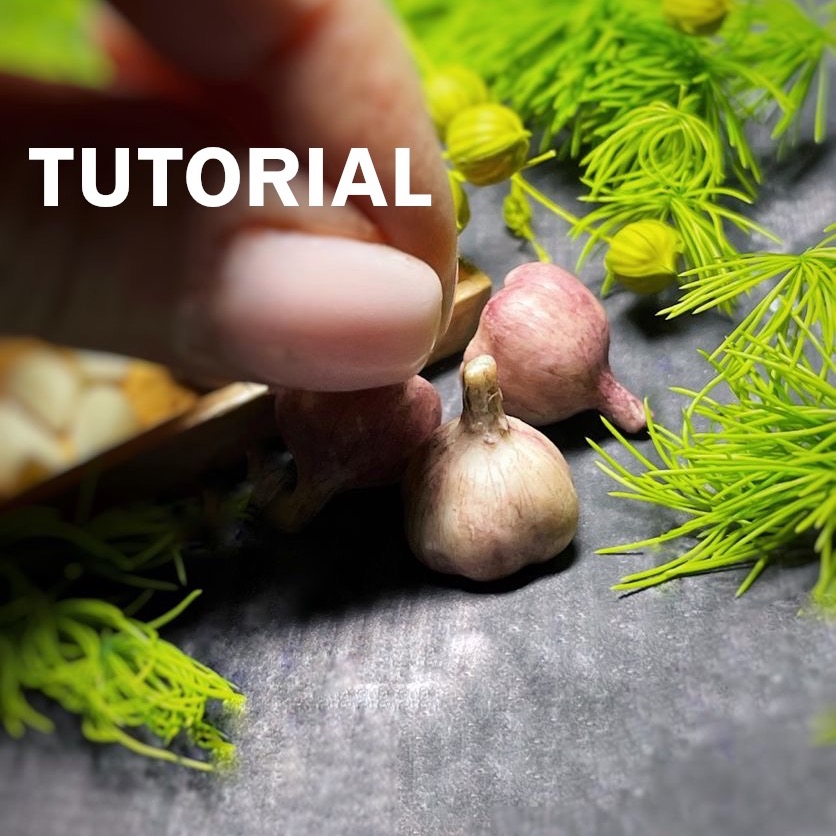 Polymer clay garlic. TUTORIAL miniature. Miniature vegetable | Inspire Uplift