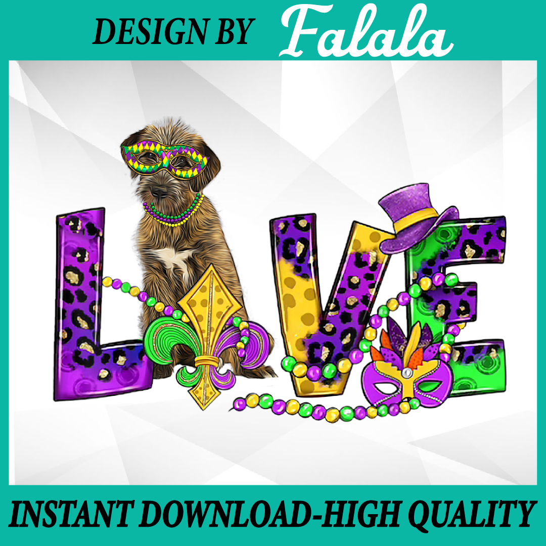 Mardi Gras Love Leopard Irish PNG, Wolfhound dog Mardi Gras | Inspire ...