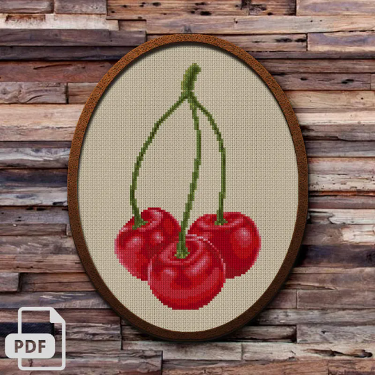 Cherry Cross Stitch Pattern, Berry Cross Stitch, Digital PDF | Inspire ...