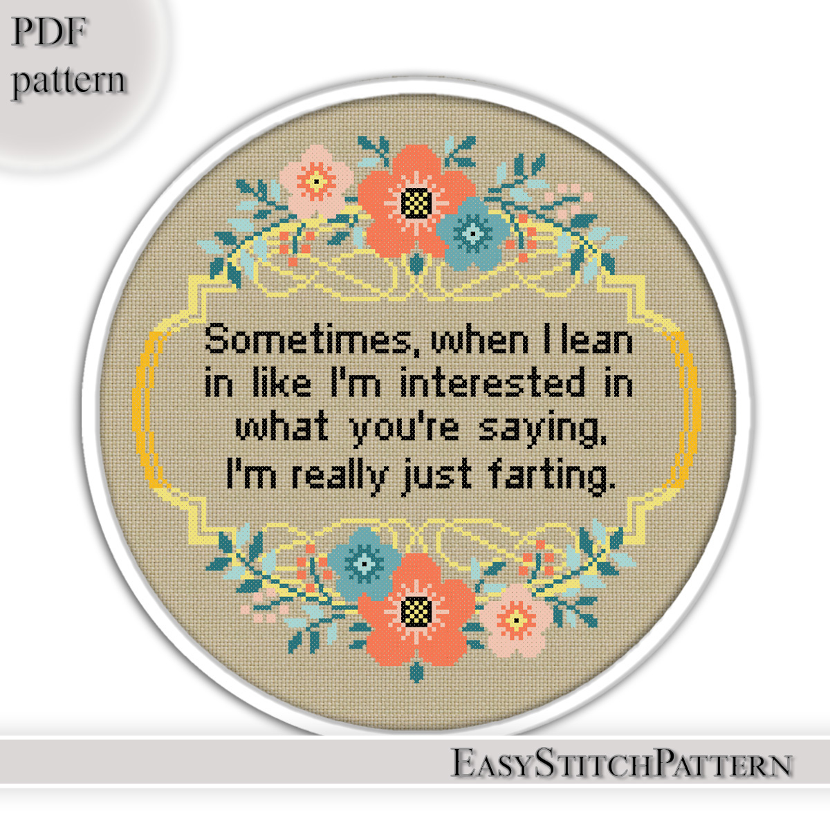 Subversive cross stitch pattern Joking text cross stitch | Inspire Uplift