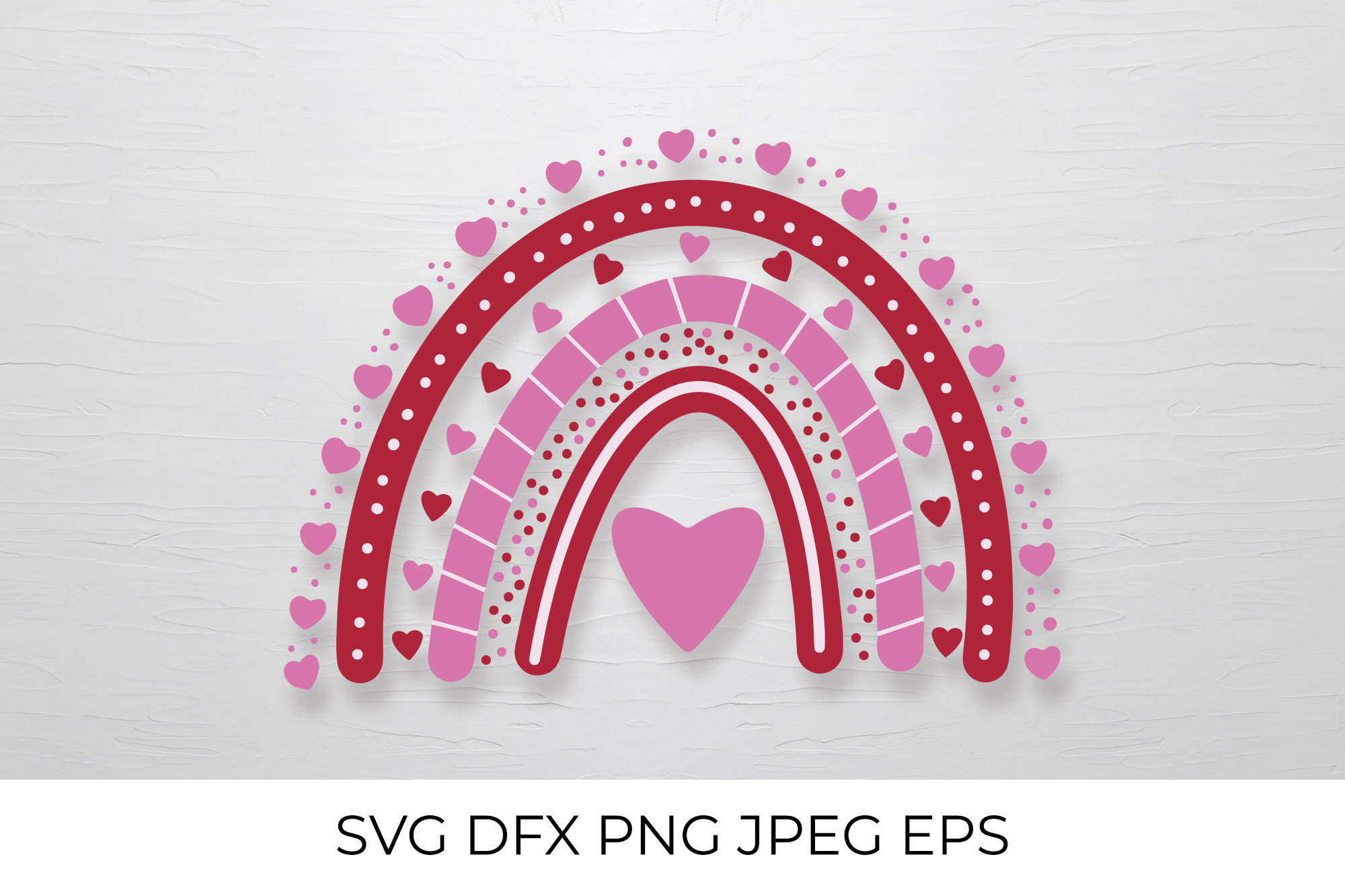Valentines rainbow SVG. Red and Pink Rainbow Clipart | Inspire Uplift