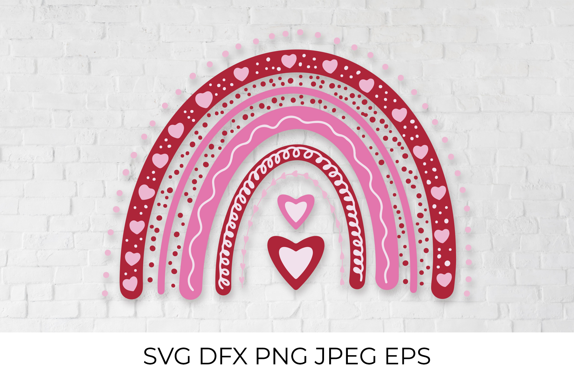Cute Valentine Rainbow SVG. Hand Drawn Valentines Clipart | Inspire Uplift