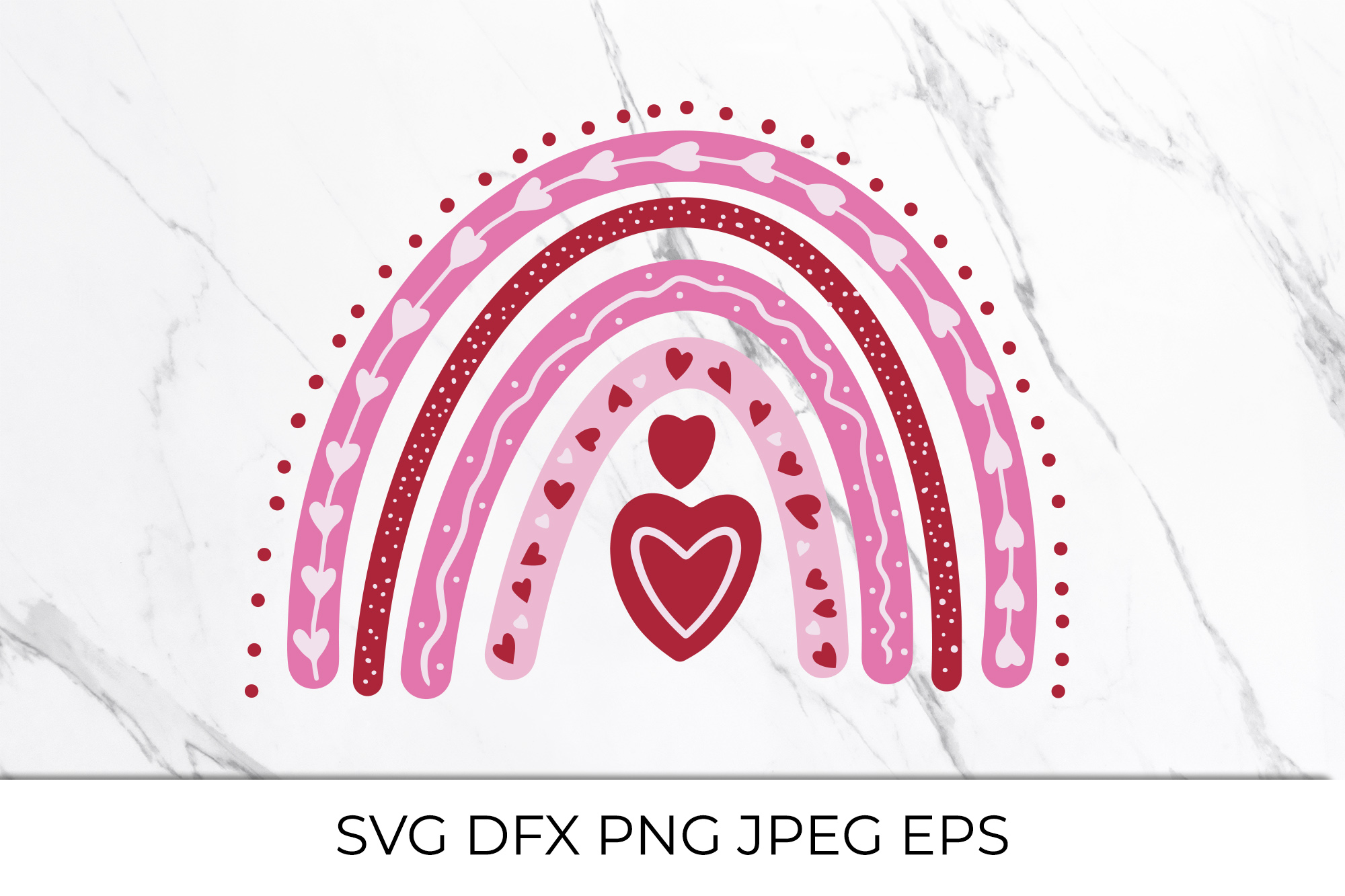 Pink Valentines Rainbow SVG. Cute Valentines Day Clipart. | Inspire Uplift