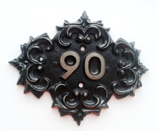 Cast iron vintage address number plaque 90 apartment door si | Inspire ...