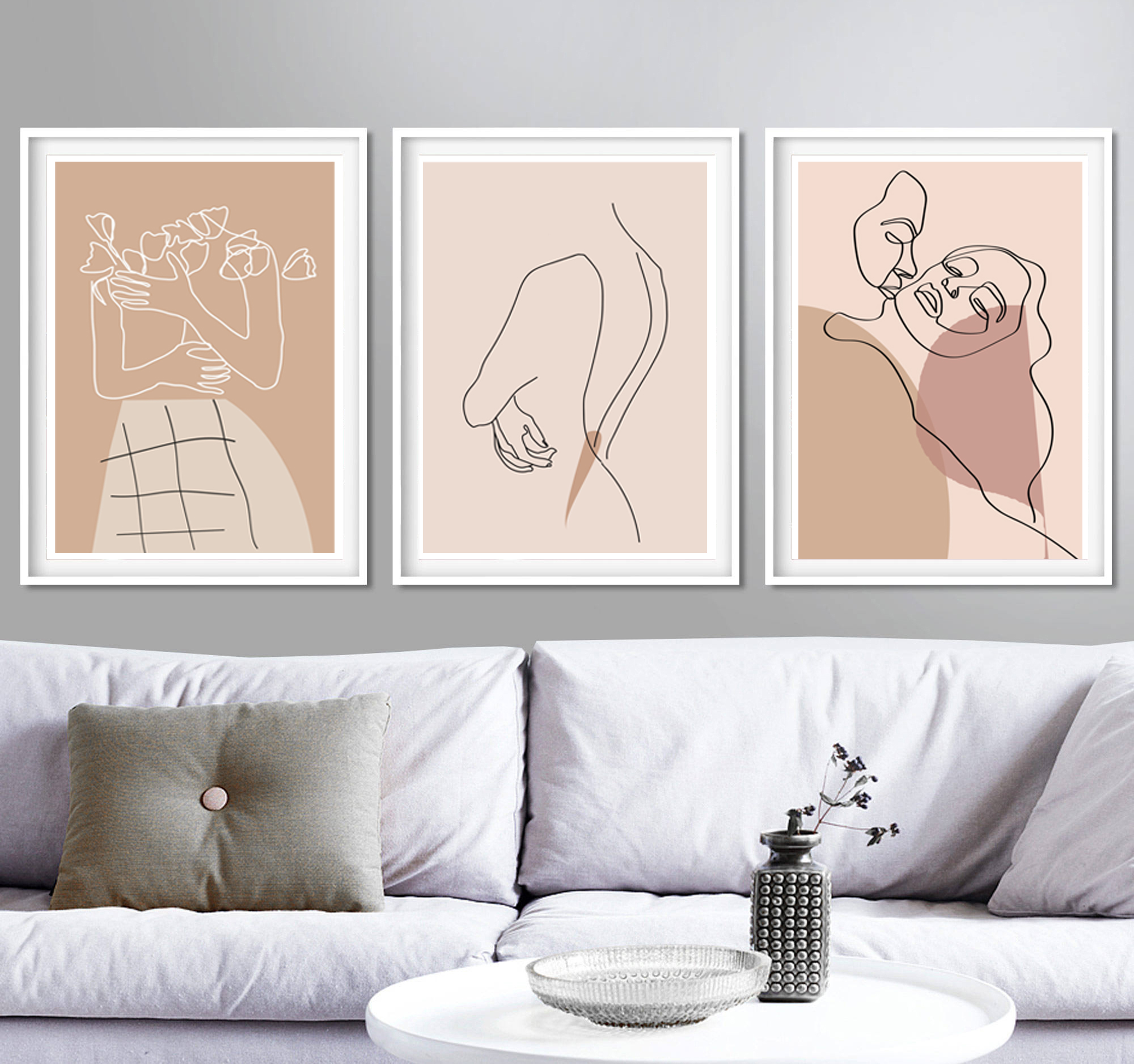 Line Drawing Print Beige Wall Art Women Art Downloadable Pri | Inspire ...
