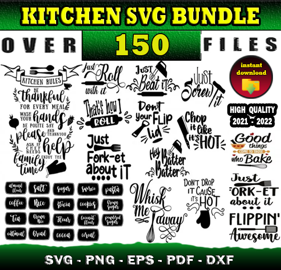 150 KITCHEN MEGA BUNDLE SVG, PNG, DXF files for cricut, Bund | Inspire ...