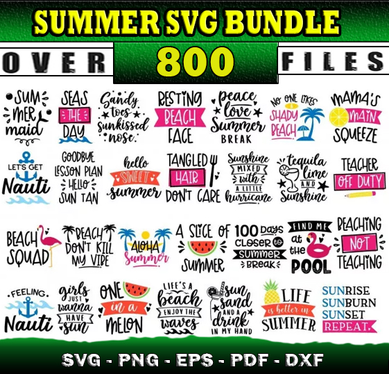 800 SUMMER MEGA BUNDLE SVG, PNG, DXF files for cricut, Bundl | Inspire ...