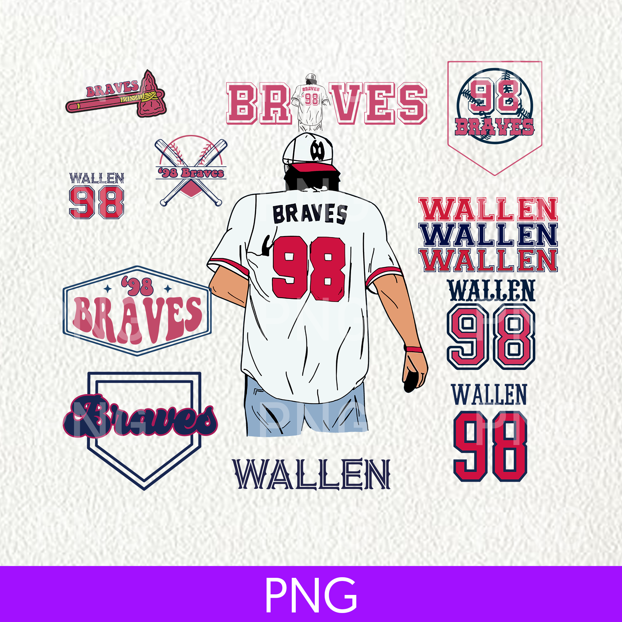 Funny Braves98 PNG, Wallen PNG, Wallen 98 Braves PNG, Wallen - Inspire ...