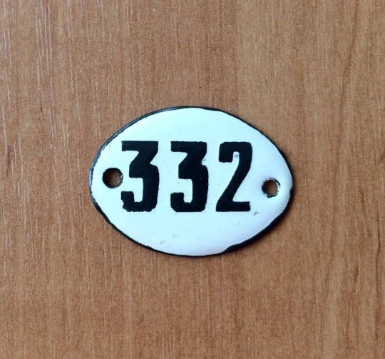 Small vintage enamel number sign 332 apartment door plaquel | Inspire ...