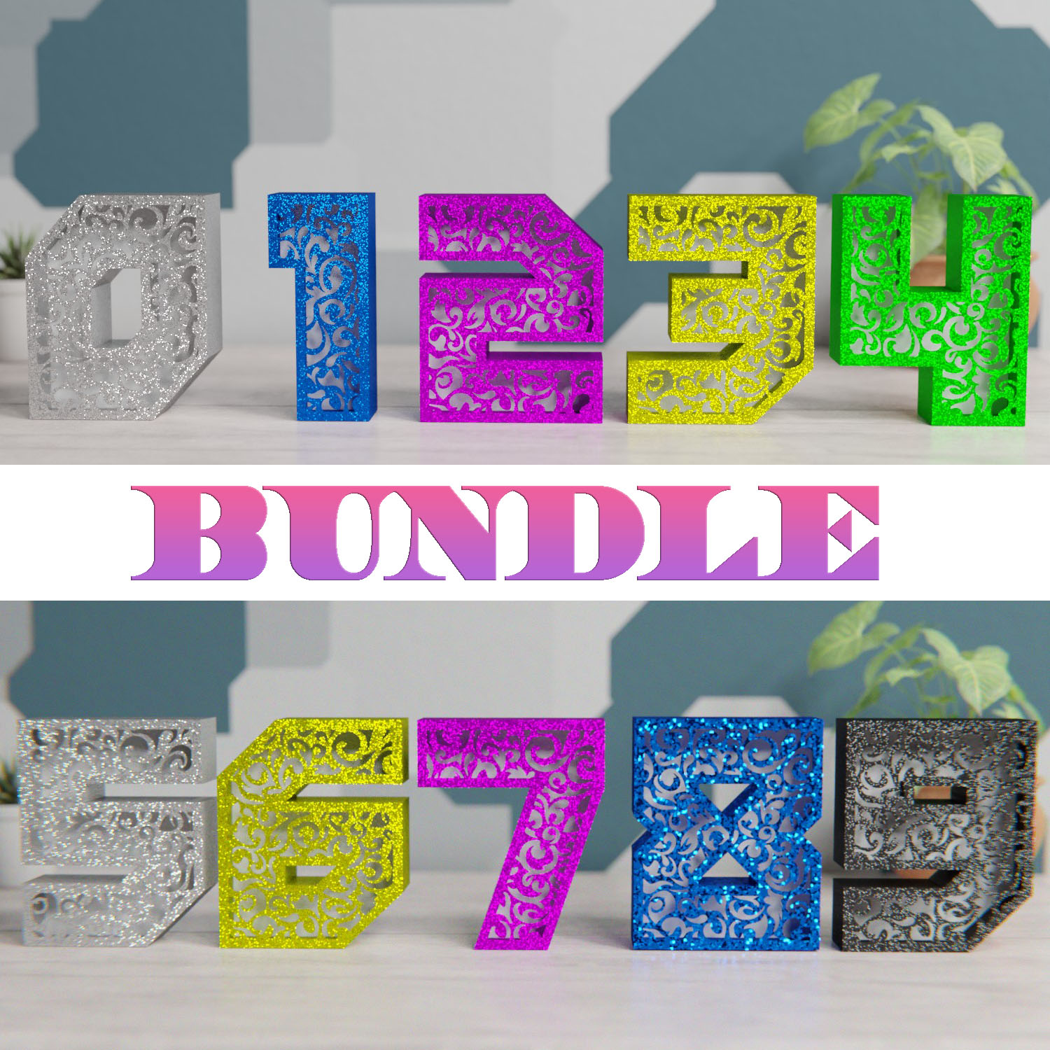 3D papercraft number templates 0-9, number bundle, SVG for C | Inspire ...