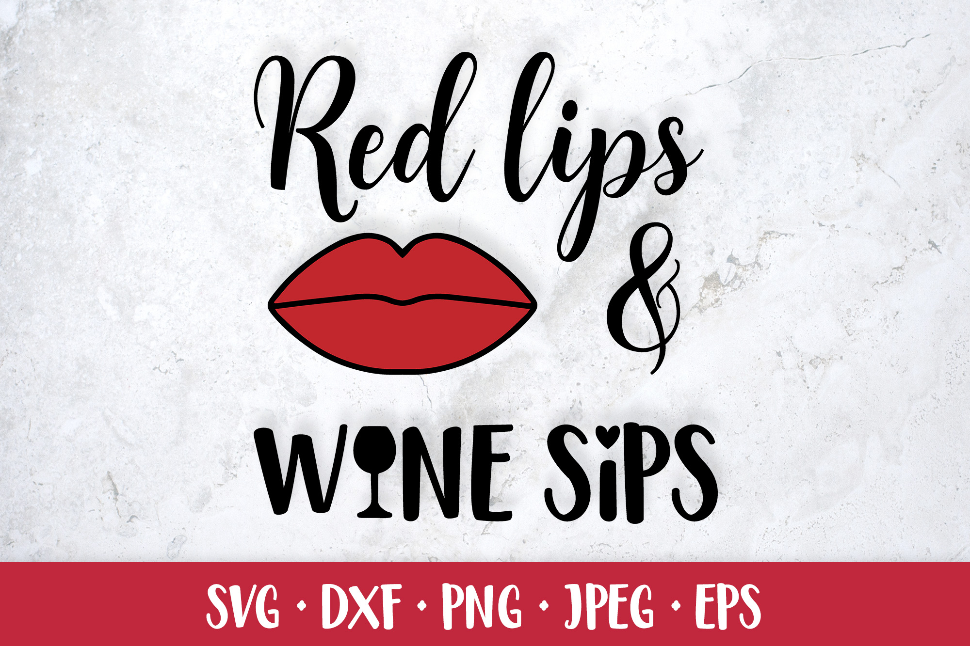 Red lips and wine sips. Funny drinking quote - Inspire Uplift