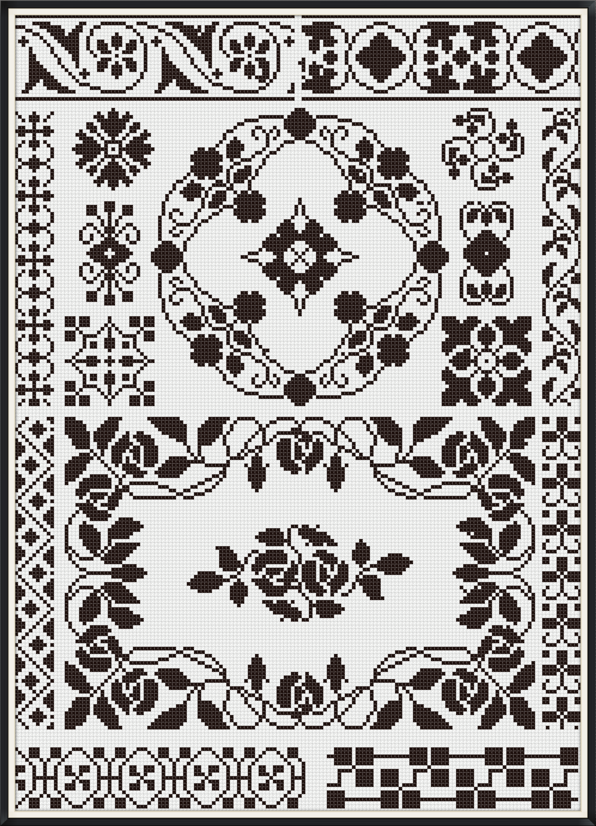 PDF Cross Stitch Blackwork Pattern - Counted Monochrome Anti | Inspire ...