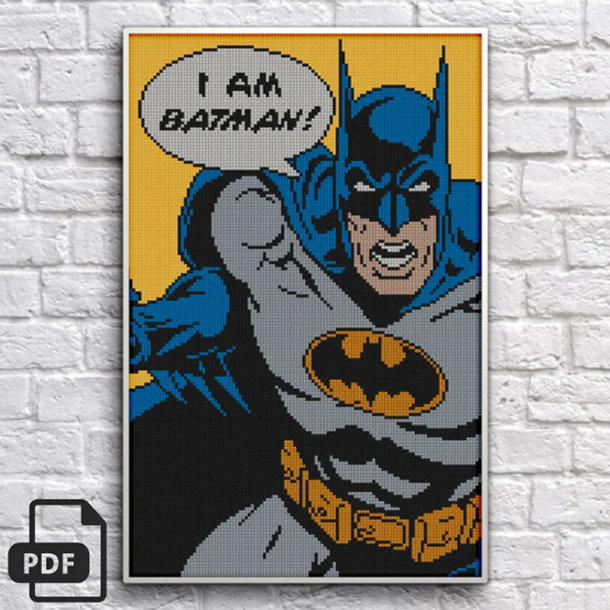 Batman Cross Stitch Pattern, DC Comics Cross Stitch, Digital | Inspire ...
