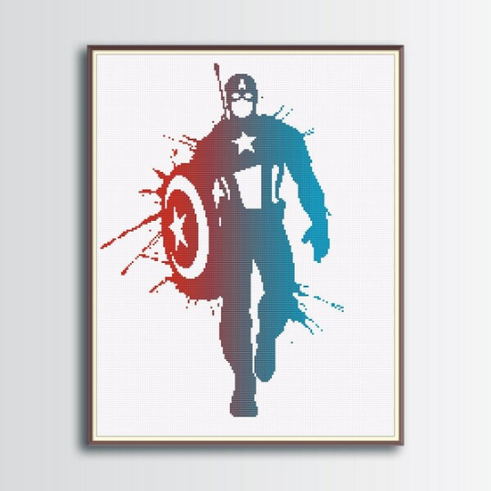 Captain America Cross Stitch Pattern 2, Marvel Comics Cross | Inspire ...