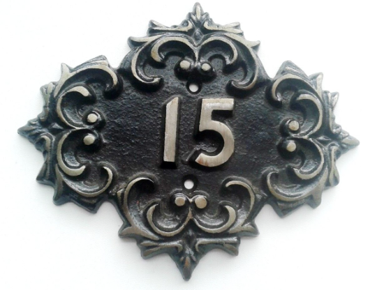 Cast iron address number plaque 15 vintage apartment number | Inspire ...