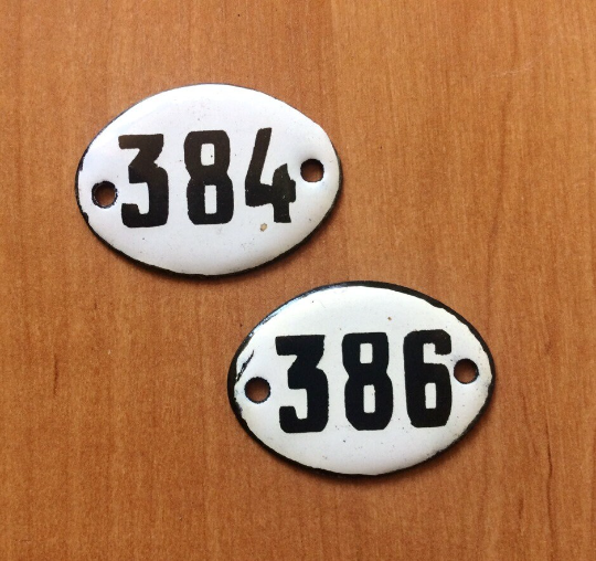 Soviet enamel metal apartment door number 384 386 sign vinta | Inspire ...