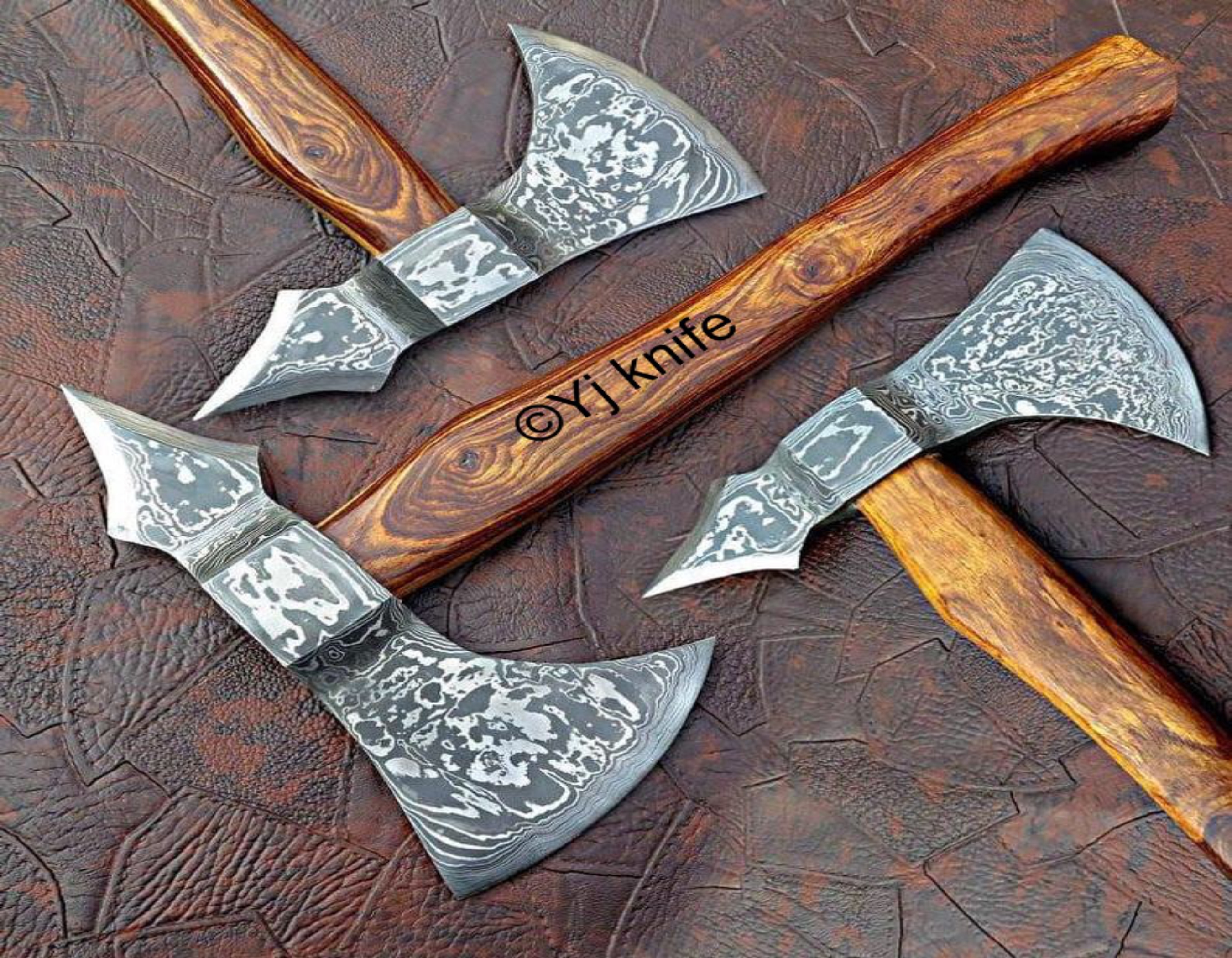 Handmade Damascus Steel Battle Ready Combat Replica Axes - Inspire Uplift