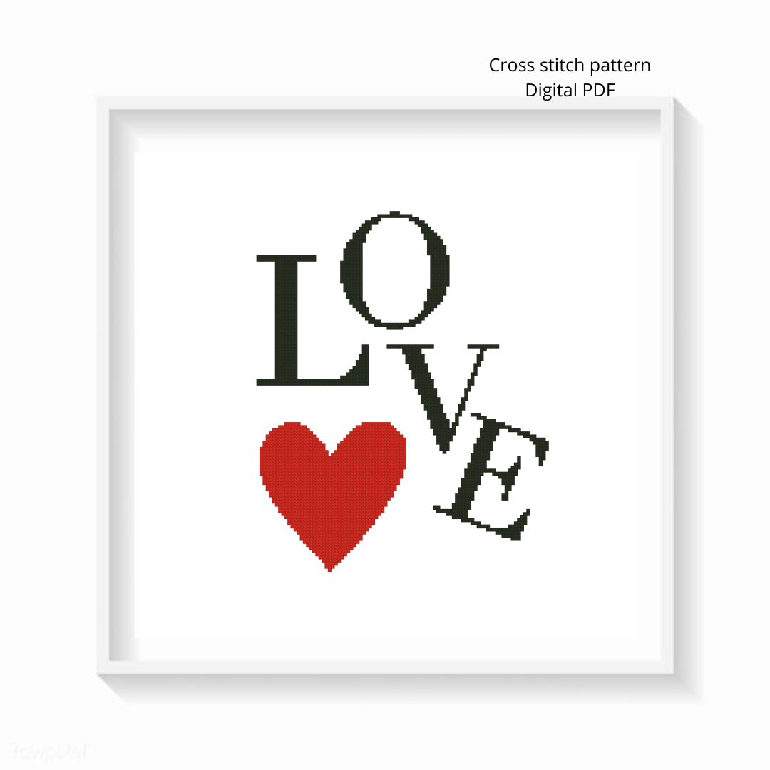 Love cross stitch pattern, Red Heart cross stitch pattern, V | Inspire ...