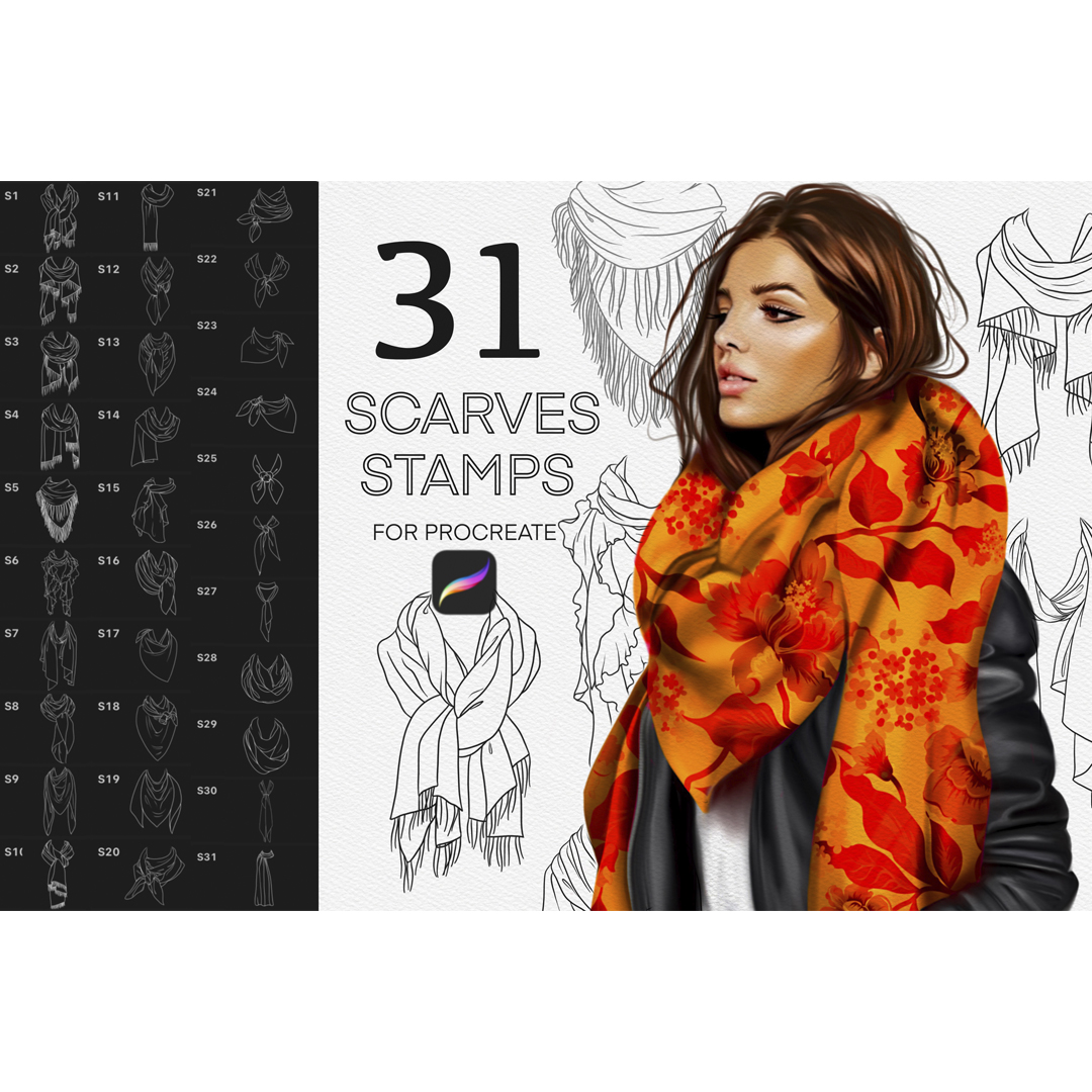 Scarf Stamp Brush for Procreate. - Inspire Uplift