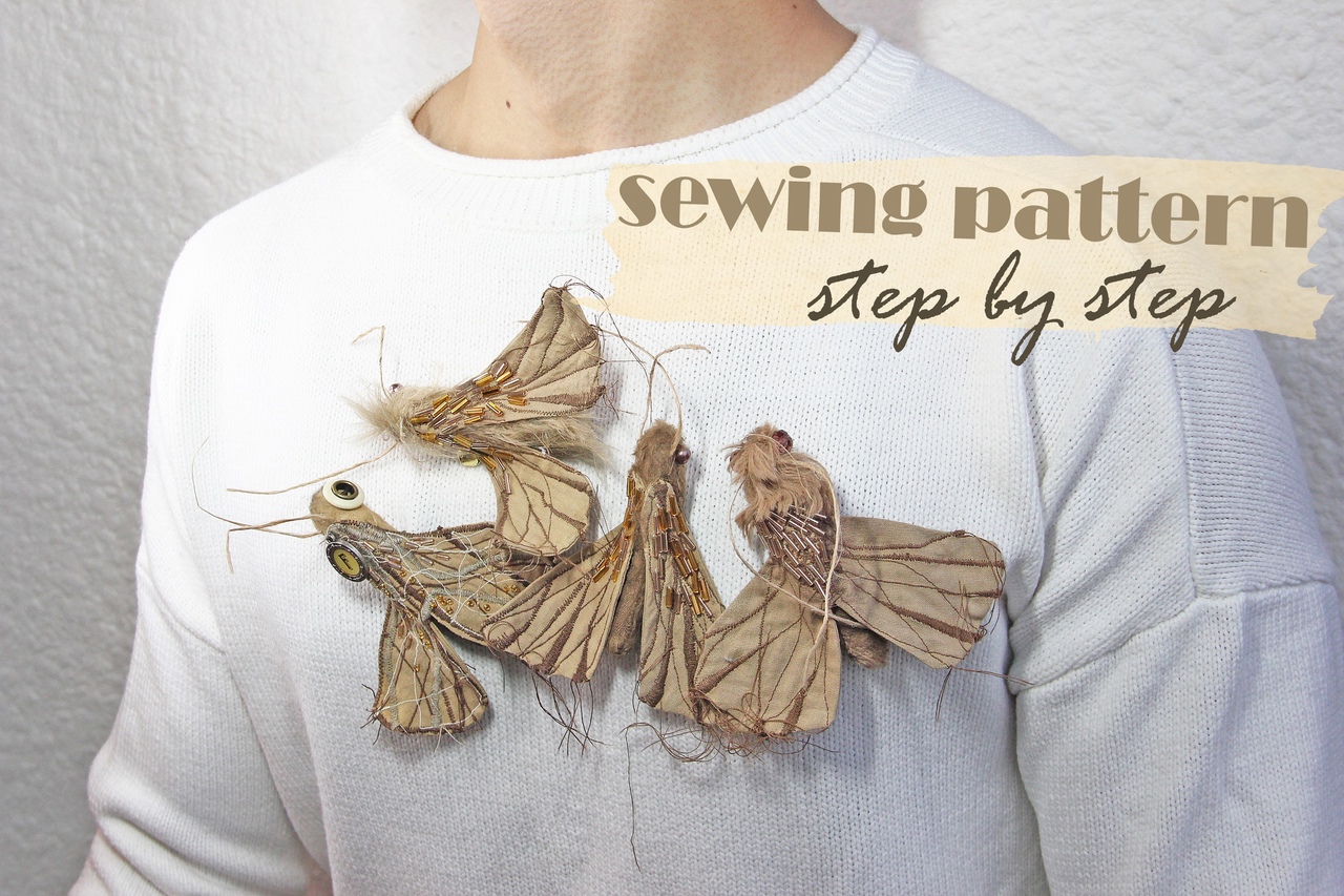 Sewing tutorial brooch Moth - Inspire Uplift