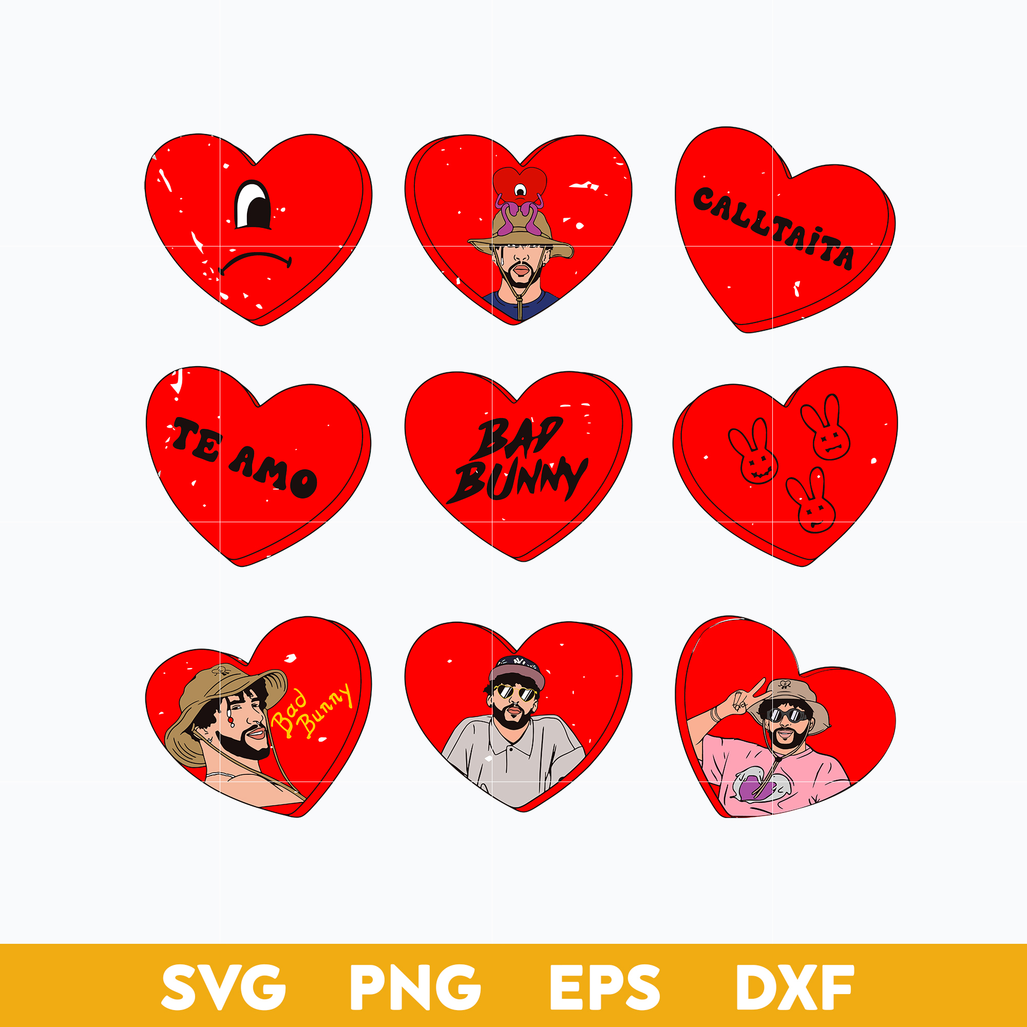 Candy Heart Bunny Valentine SVG, Bad Bunny Heart Love SVG, V - Inspire ...