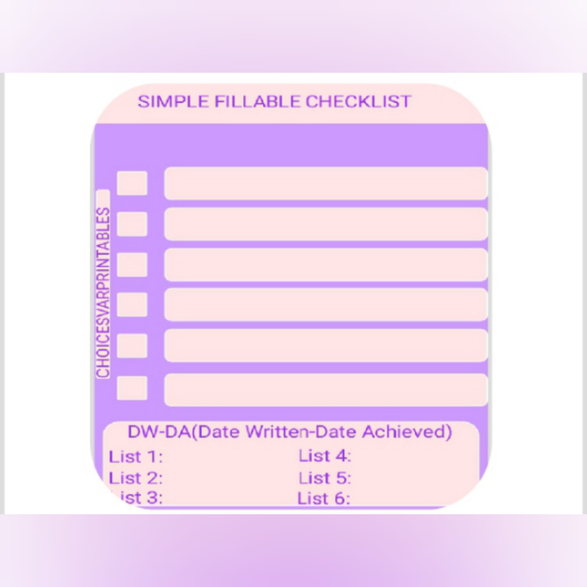 New Year Simple Fillable Checklist | Inspire Uplift