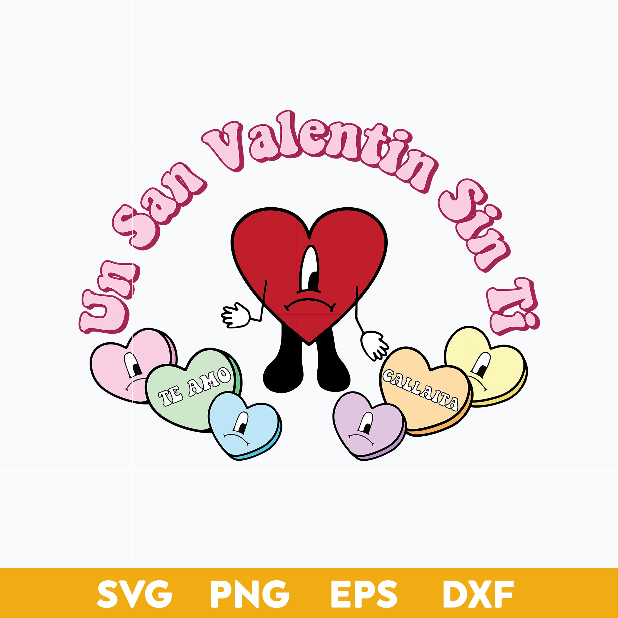 Un San Valentine Sin Ti SVG, Bunny Love Heart Sad SVG, Bad - Inspire Uplift