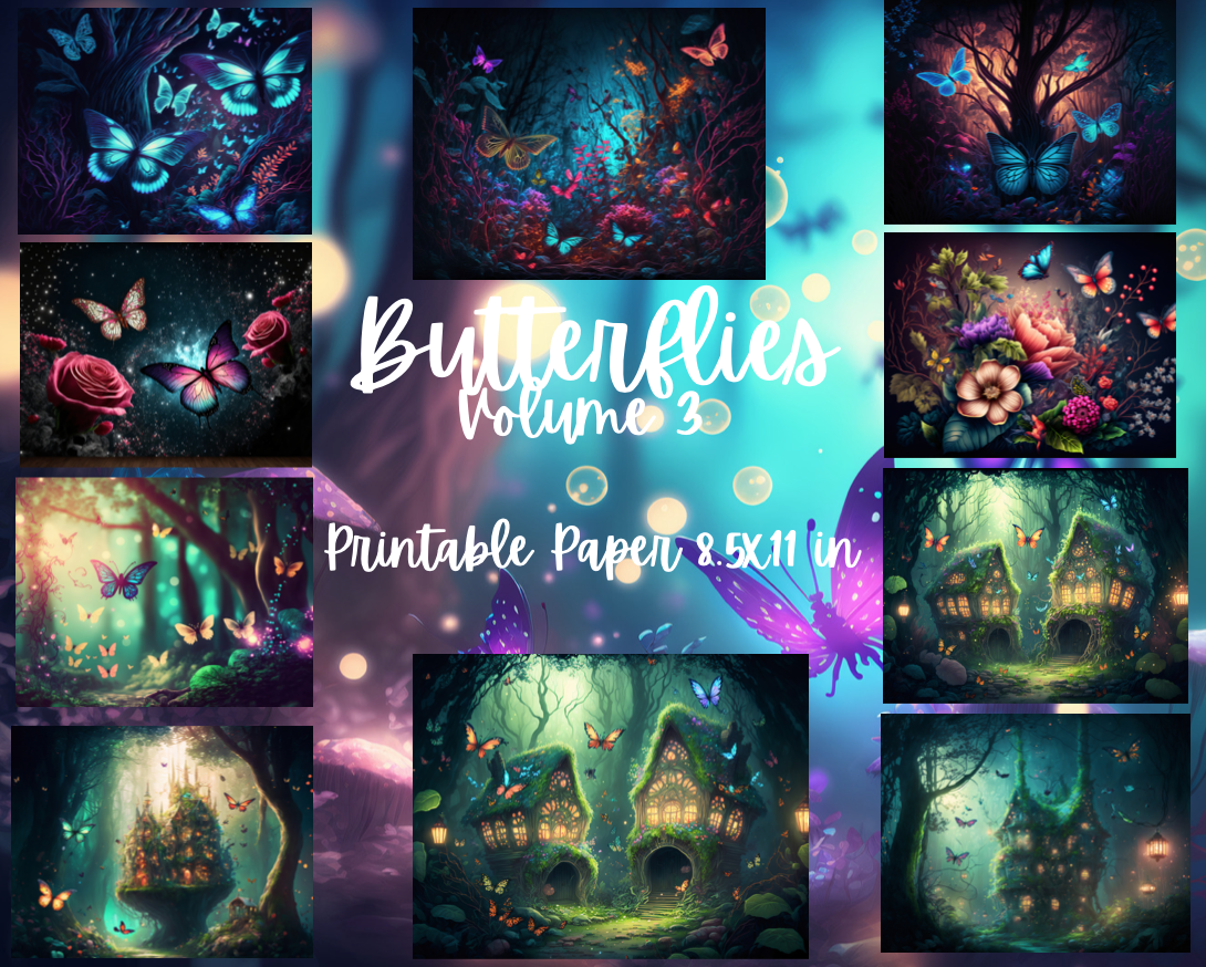 Butterfly Forest & Butterflies Digital Paper Pack for Scrapb | Inspire ...