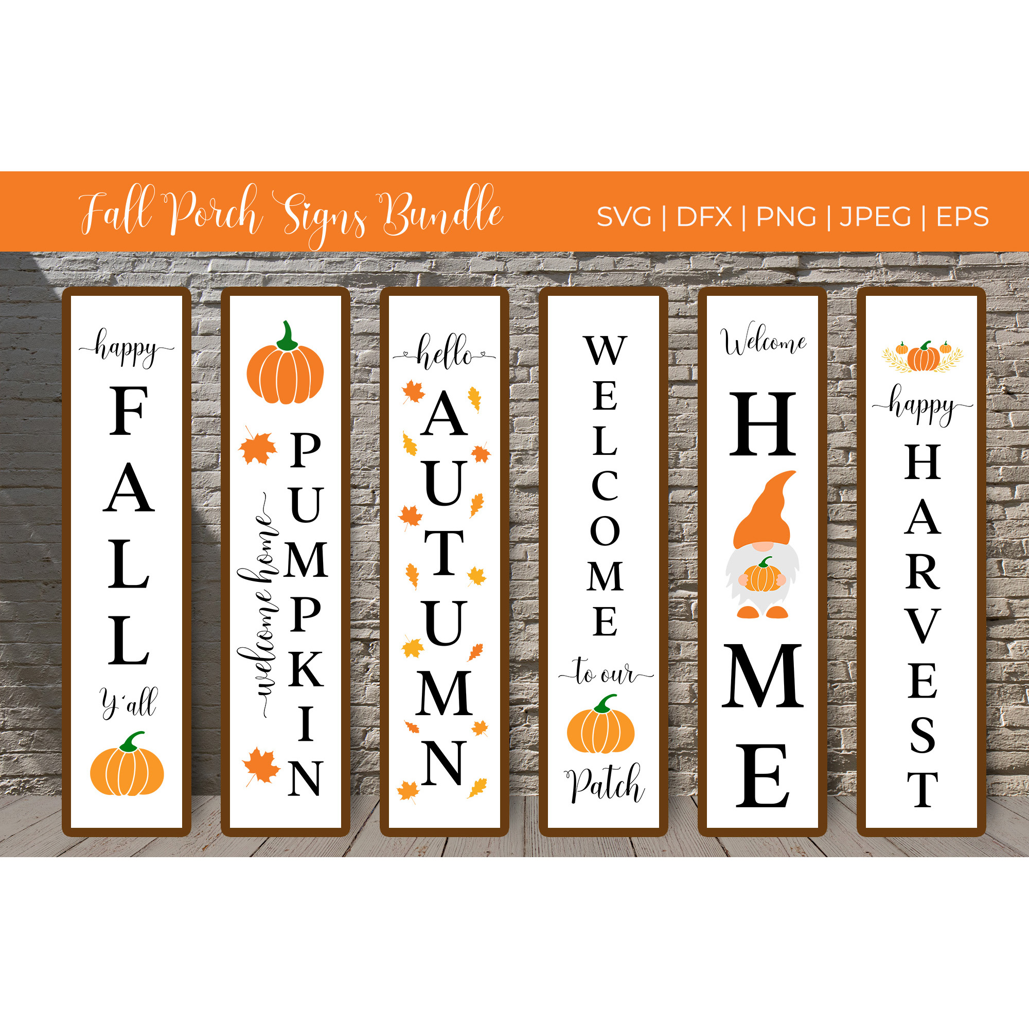 Fall Porch Sign SVG Bundle. Autumn vertical signs. Welcome s - Inspire ...