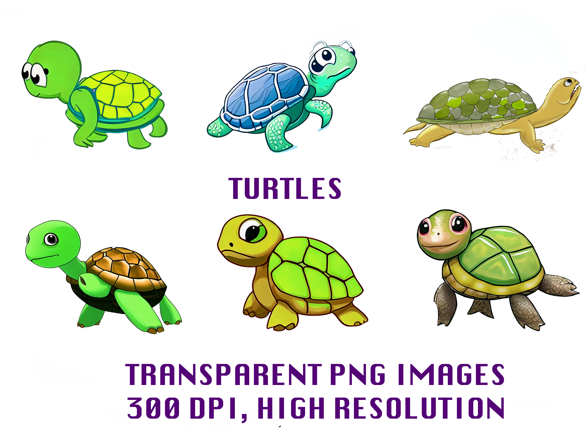Cute Watercolor Turtle Clipart Set - Adorable Animals with T | Inspire ...