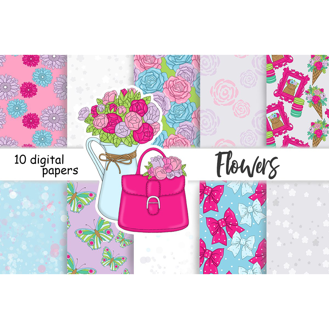 Spring Flowers Digital Papers | Summer Planner Graphics Pack - Inspire ...