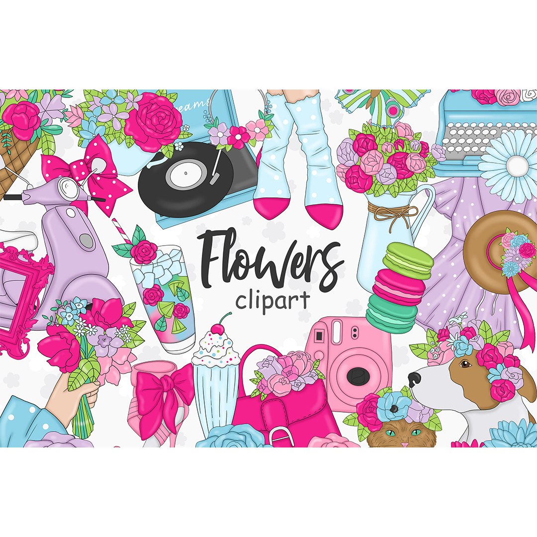 Flowers Clipart Bundle | Spring Blossom Illustration Set | Inspire Uplift