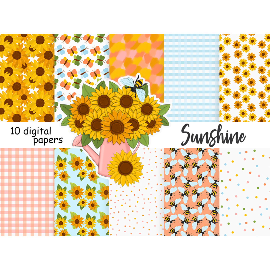 Sunflowers Digital Paper | Sunshine Pattern - Inspire Uplift