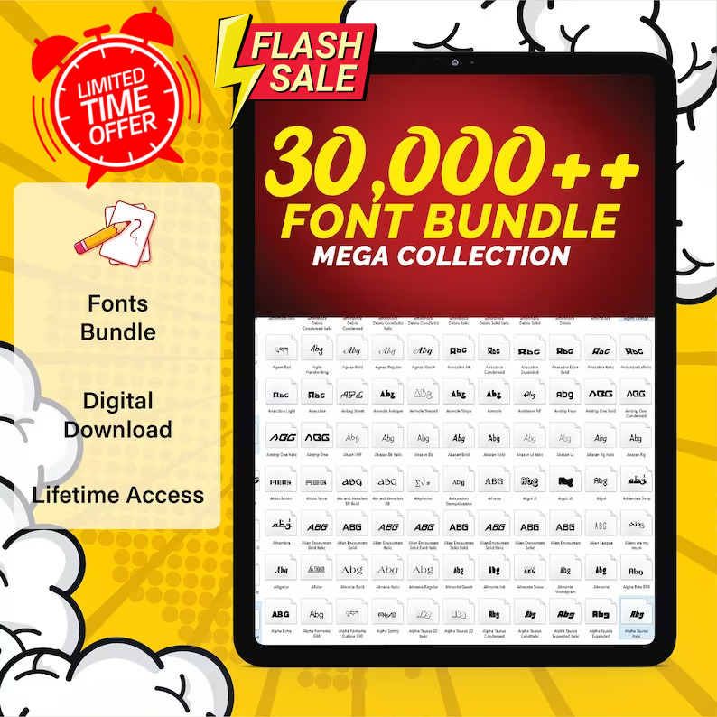 30,000 Biggest Font Collection Bundle Best Seller Mixed Font | Inspire ...