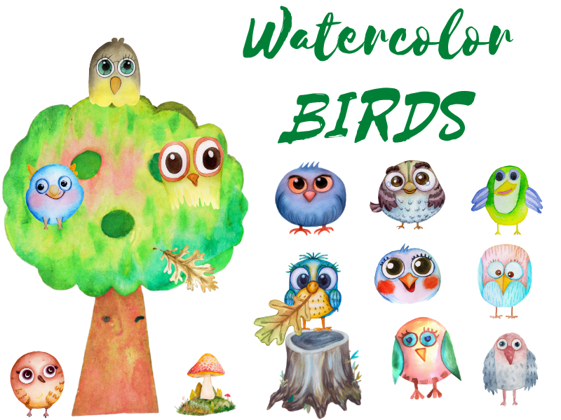 Bright and Cheerful Watercolor Bird Clipart Bundle - Adorabl | Inspire ...