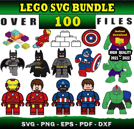 100 LEGO MEGA SVG BUNDLE - svg, png, dxf, eps, pdf files for | Inspire ...