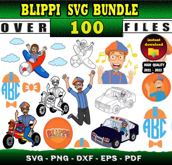 100 Blippi MEGA SVG BUNDLE - svg, png, dxf files for print & | Inspire ...