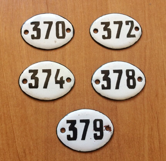 Small vintage address enamel metal door number sign: 370 372 | Inspire ...