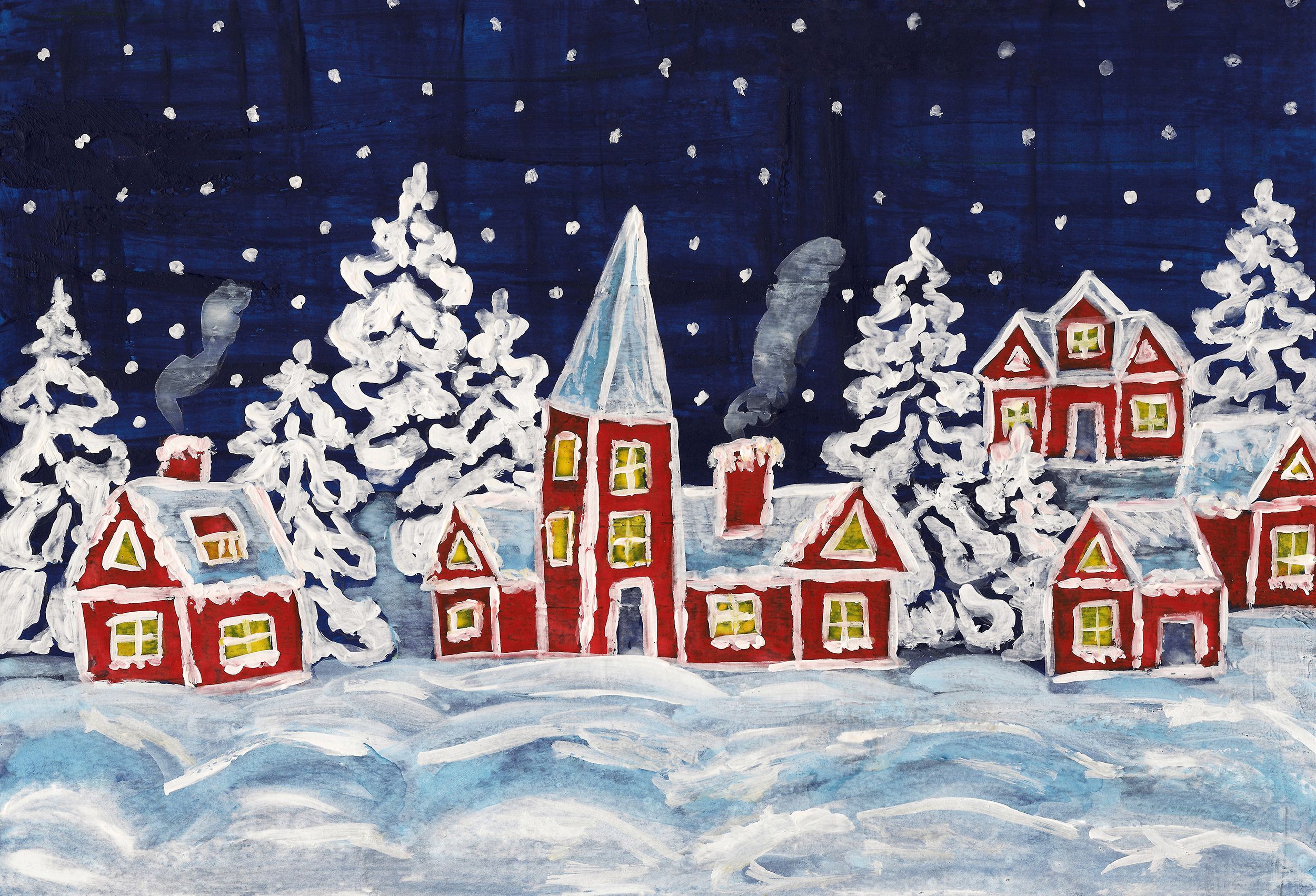 Winter landscape with red houses | Inspire Uplift