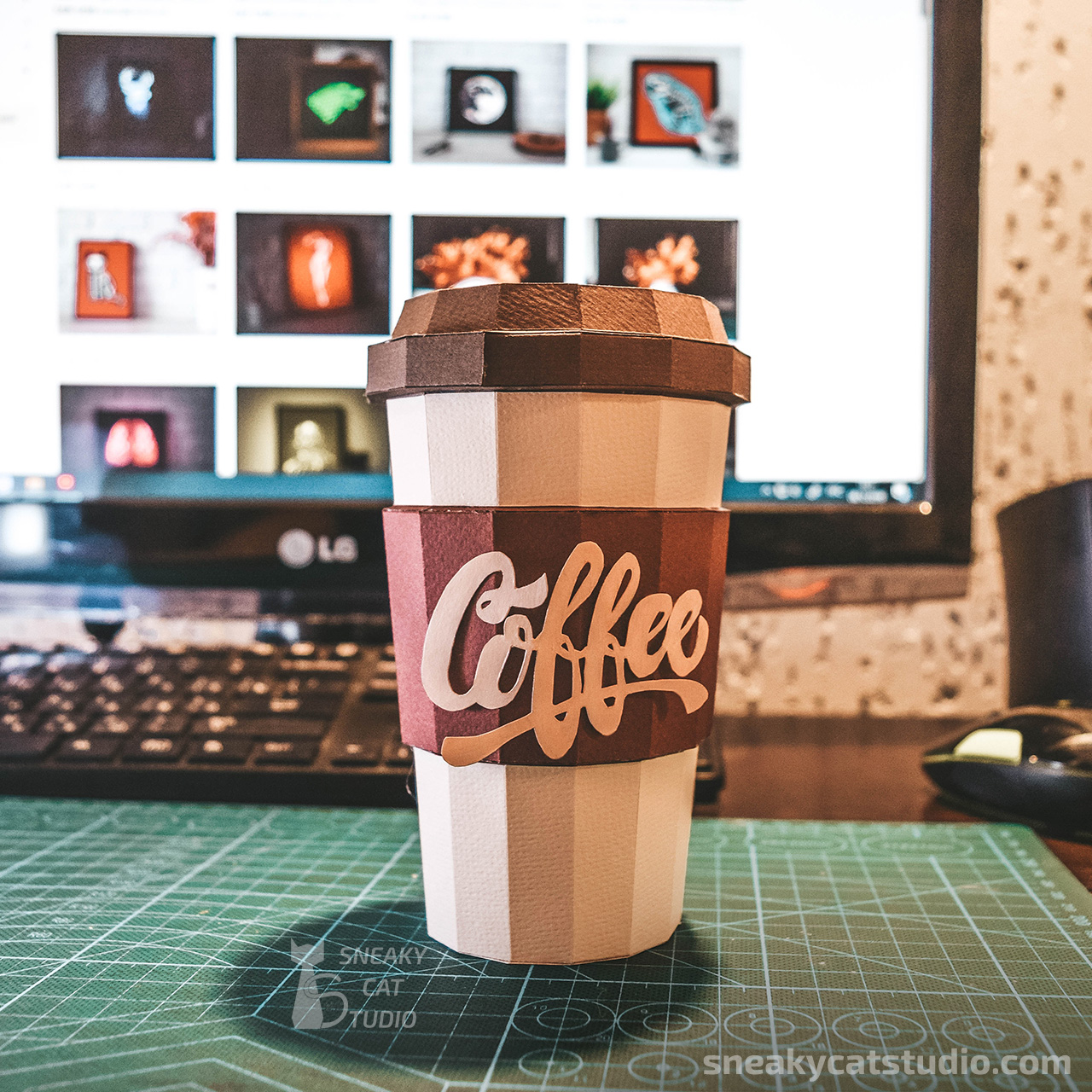 Coffee cup - 3D Papercraft template Digital pattern for prin | Inspire ...